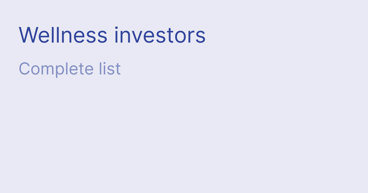 Wellness Investors: 40+ VCs Funding Wellbeing Startups 2026